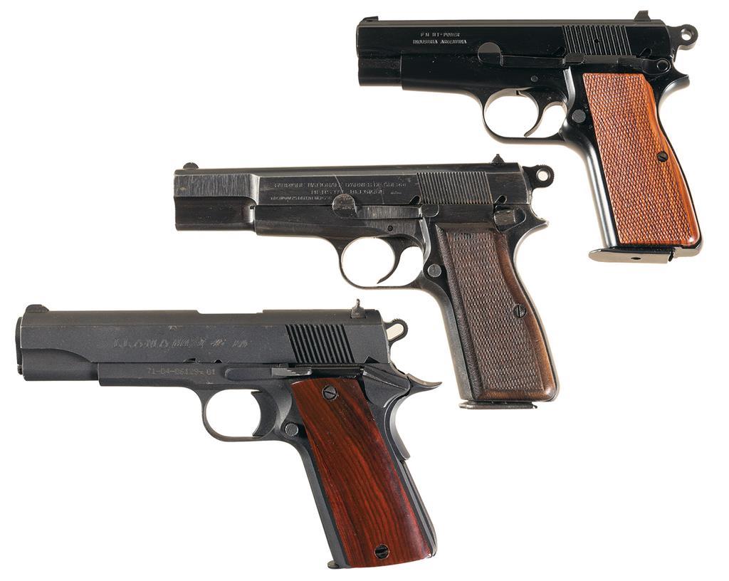 Three Semi-Automatic Pistols -A) Argentine Made FM High Power M9