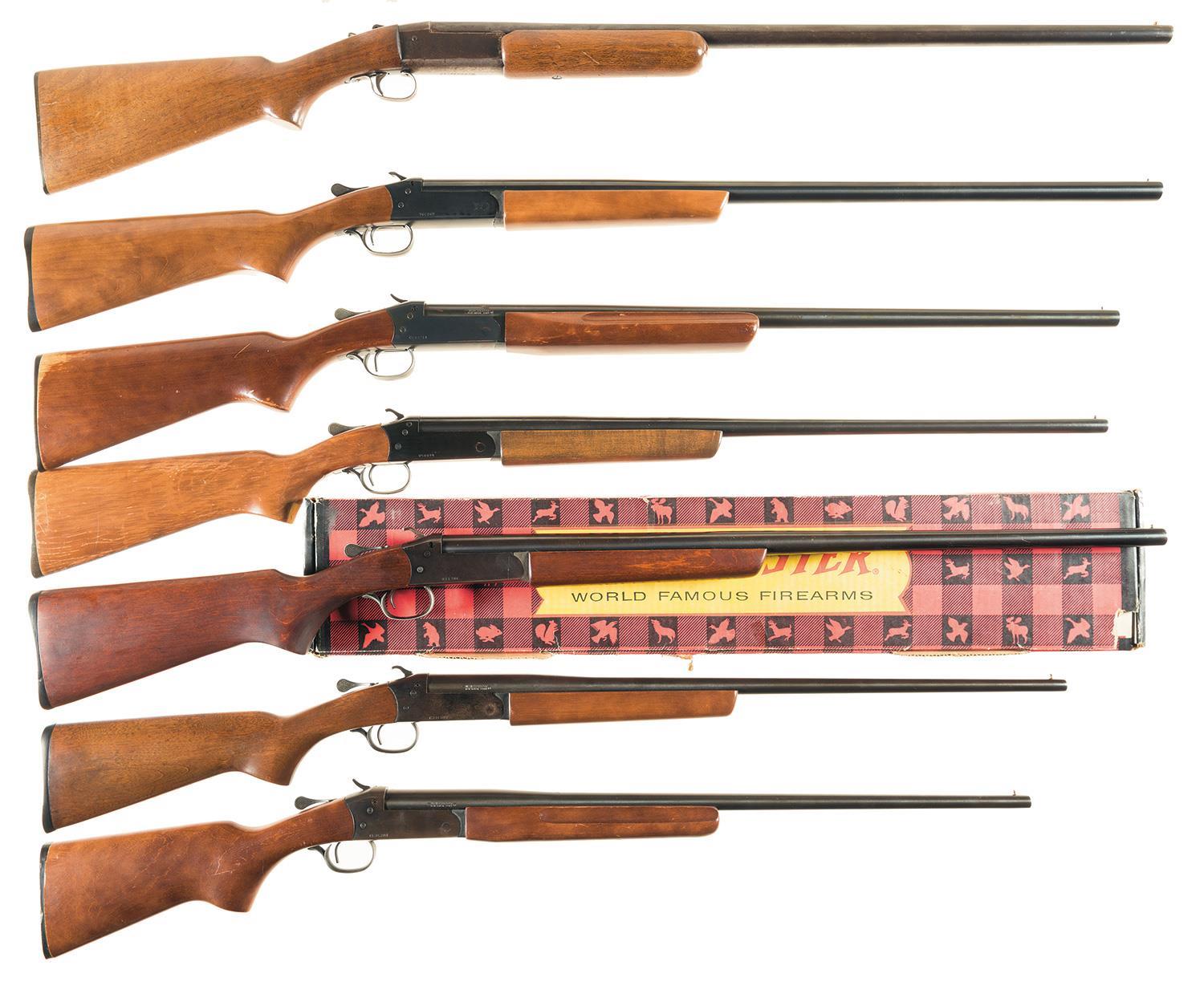 Seven Winchester Single Shot Break Action Shotguns