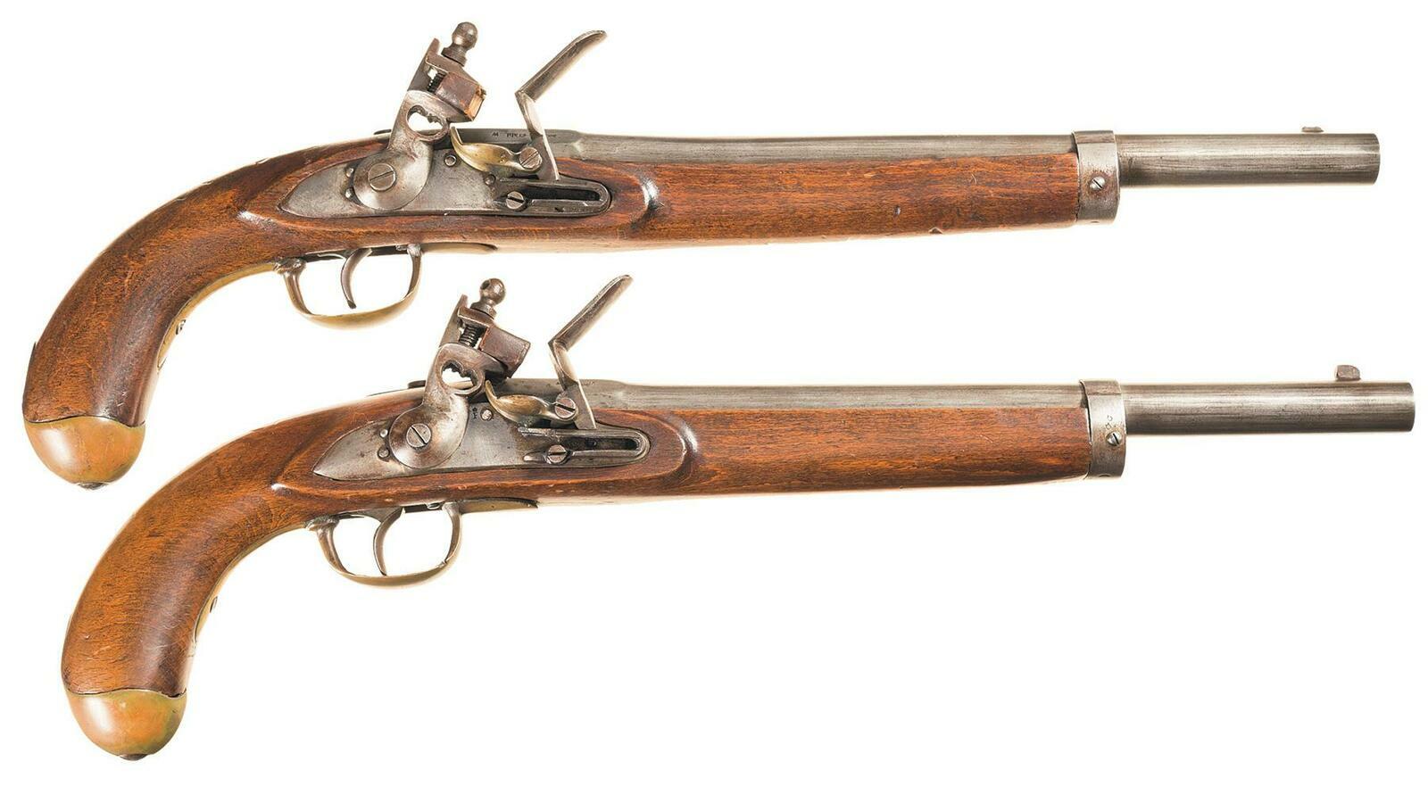Pair of Long Barreled Flintlock Pistols