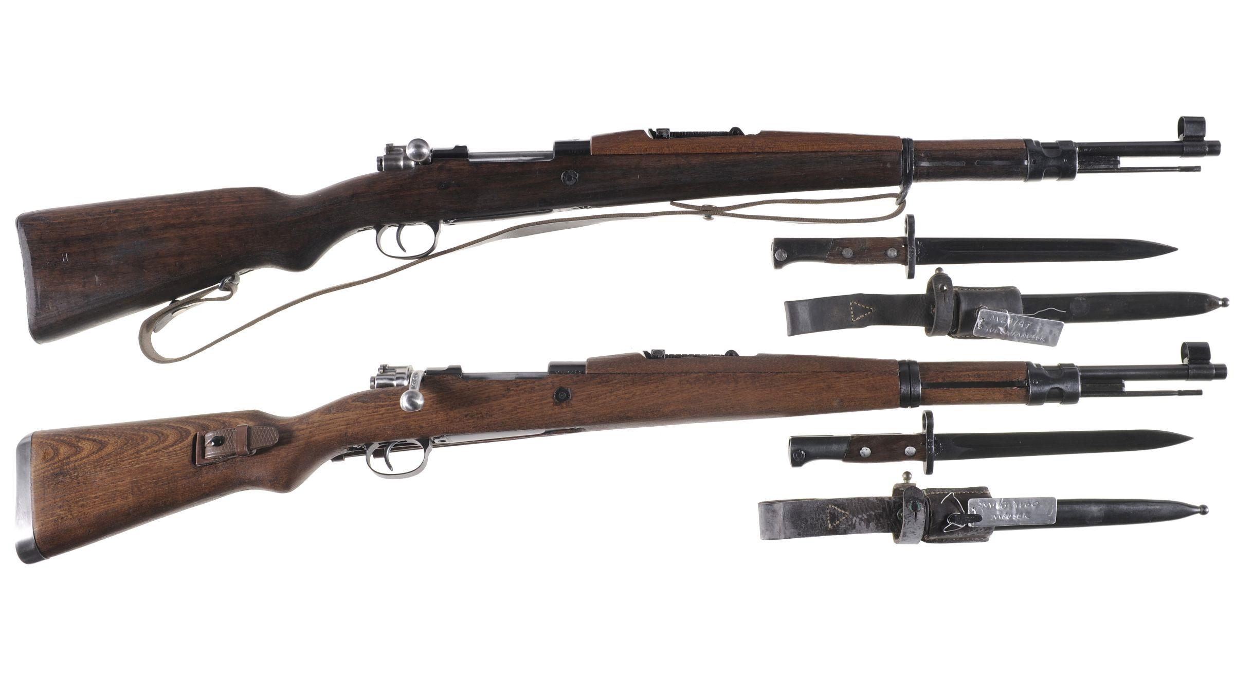 Two Yugoslavian Bolt Action Mauser Rifles w/ Bayonets