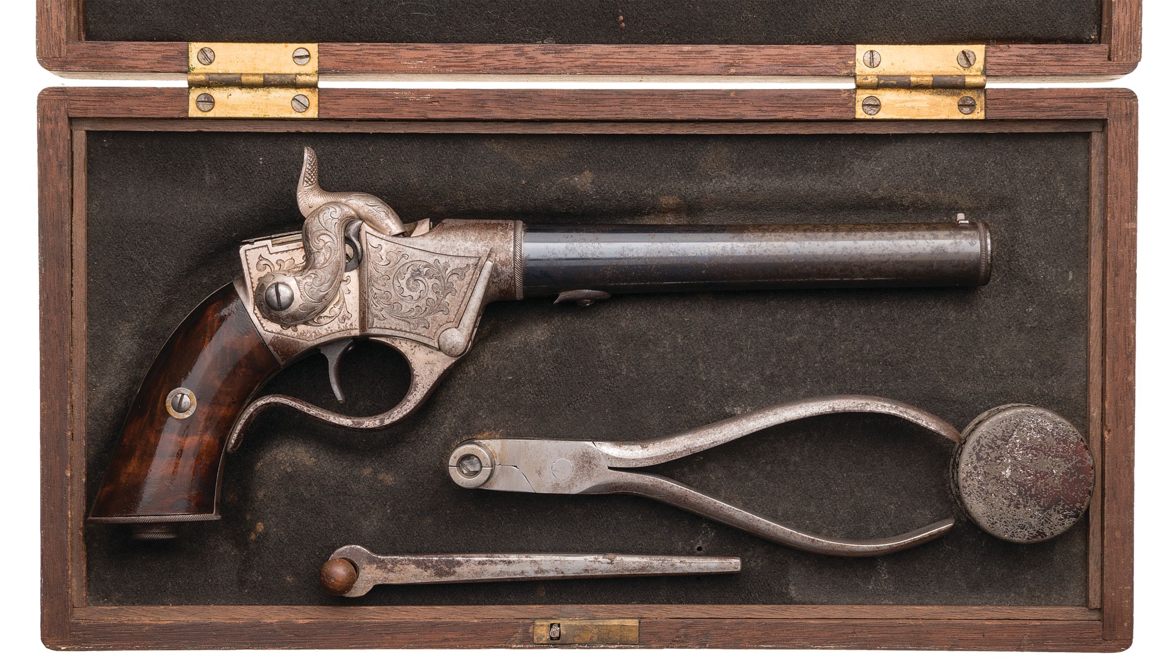 Engraved Sharps Breech Loading Single Shot Pistol