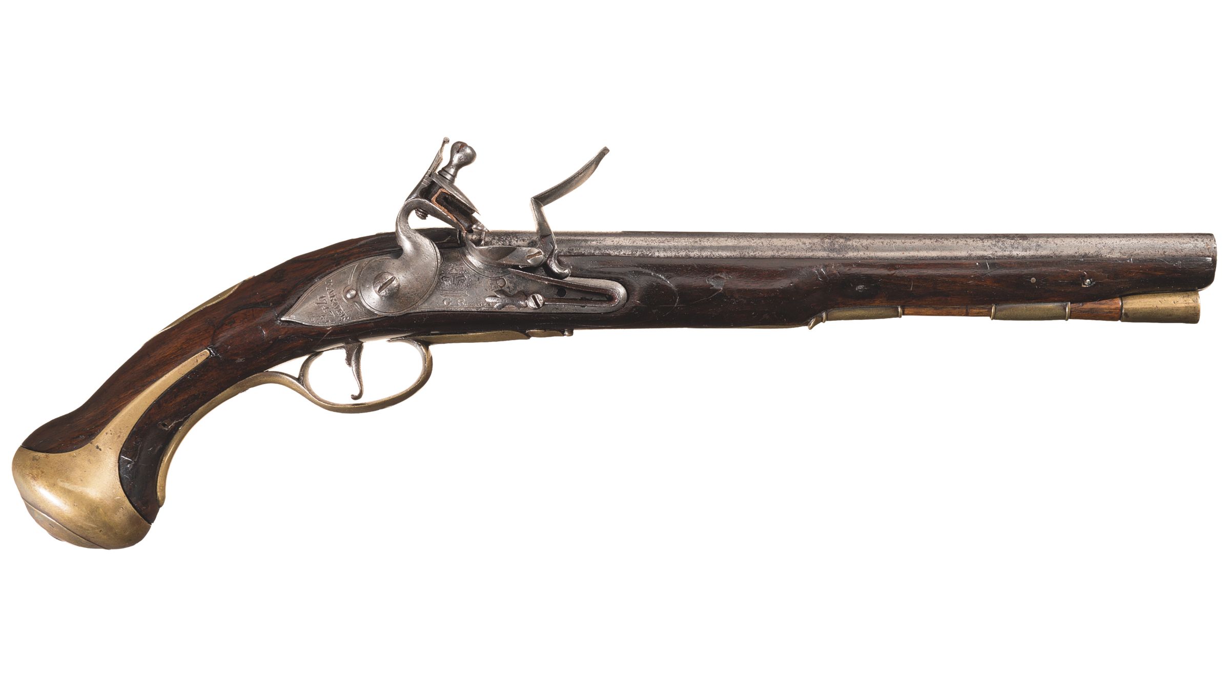 1747 Dated British Heavy Dragoon Flintlock Pistol by Farmer