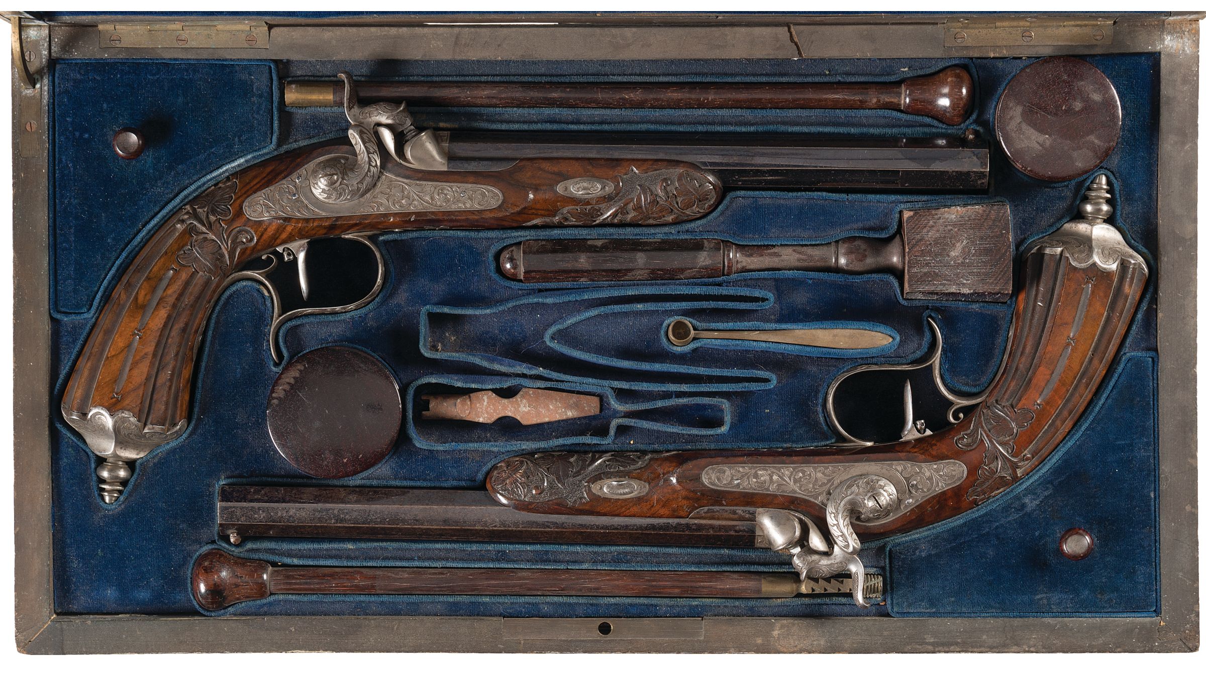 Cased Pair of Percussion Target or Dueling Pistols Cased Pair of Percussion Target or Dueling Pistols