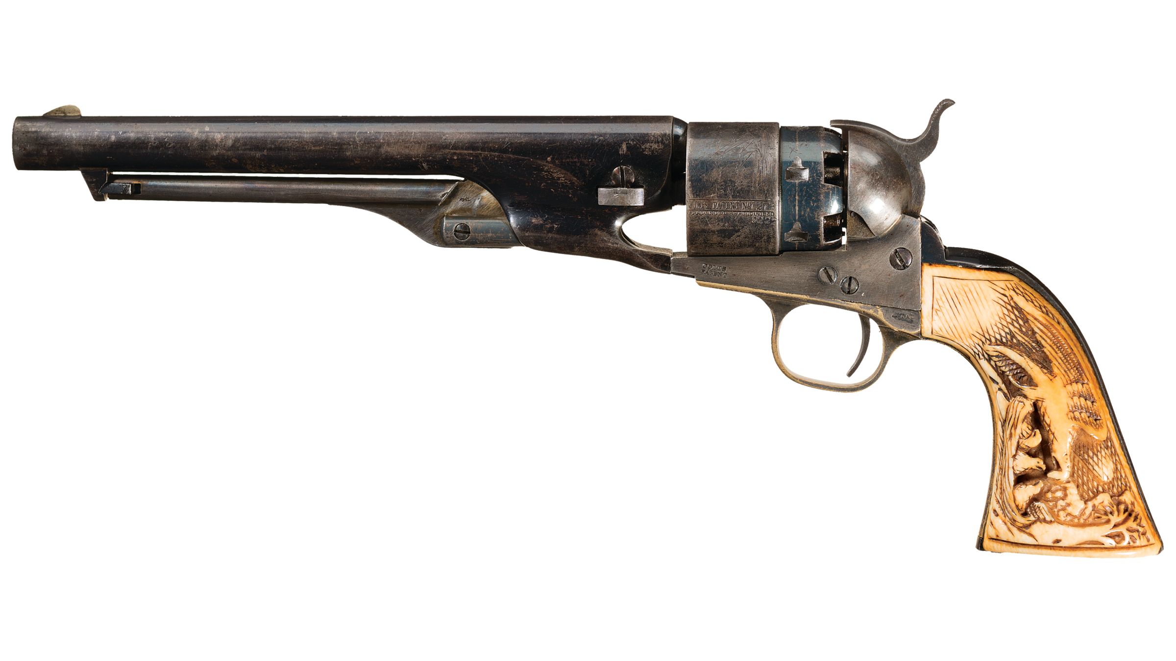 Colt Model 1860 Army Percussion Revolver with Relief Carved Grip